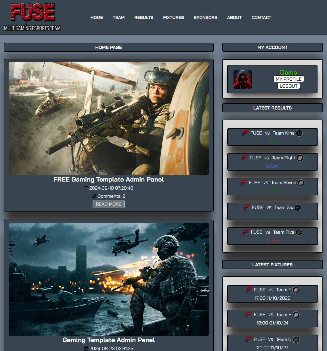 Desktop Code - Gaming Template Admin Panel
